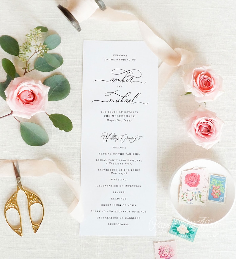 Wedding Programs Wedding Day Program Card Printed Ceremony - Etsy