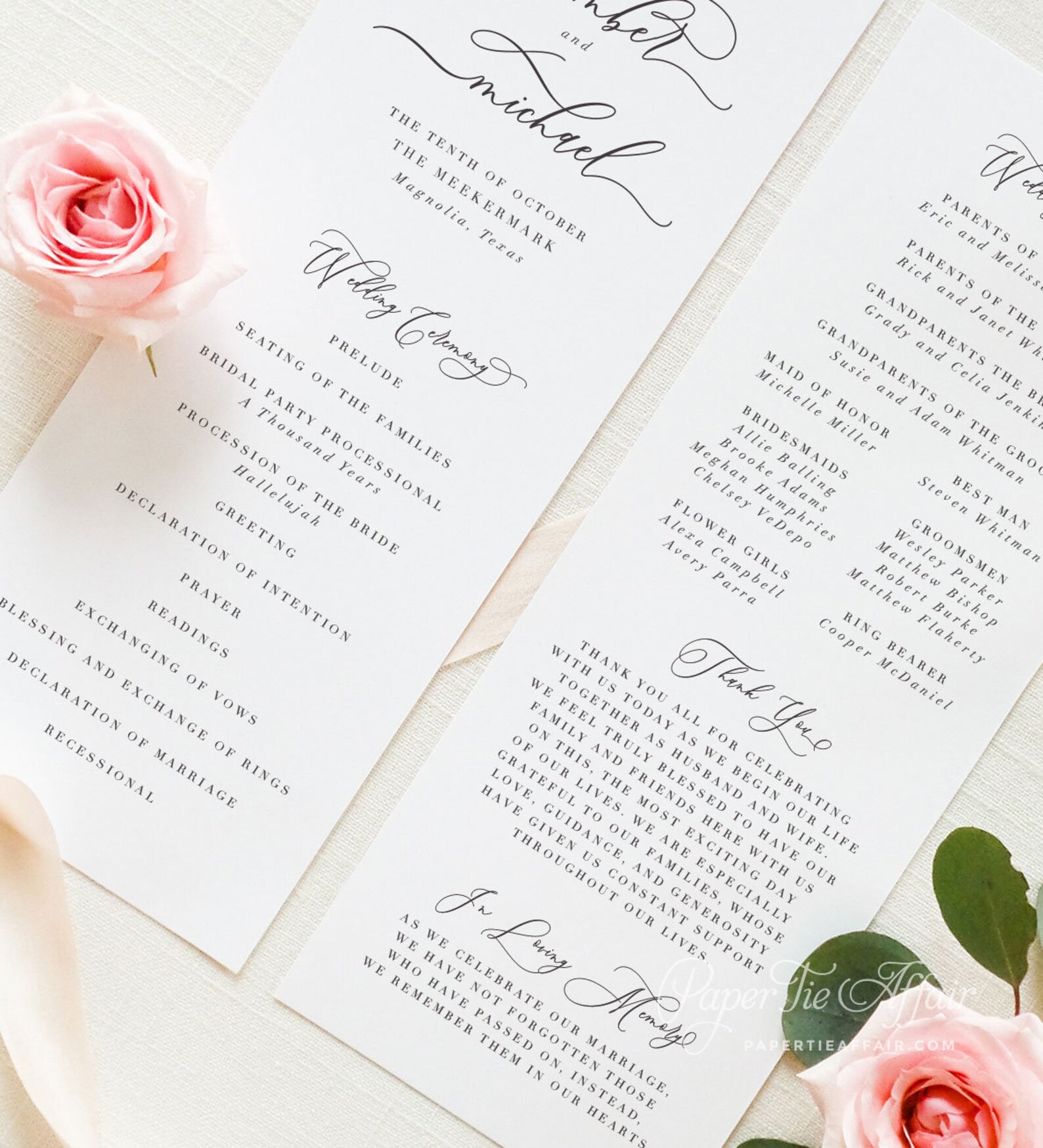 Wedding Programs Wedding Day Program Card Printed Ceremony - Etsy