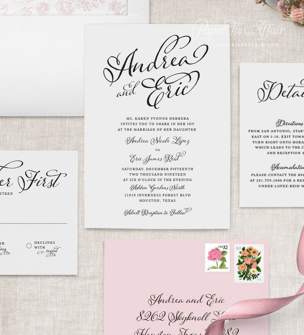 Rustic Wedding Invitation Minimal Invitation Suite | Etsy