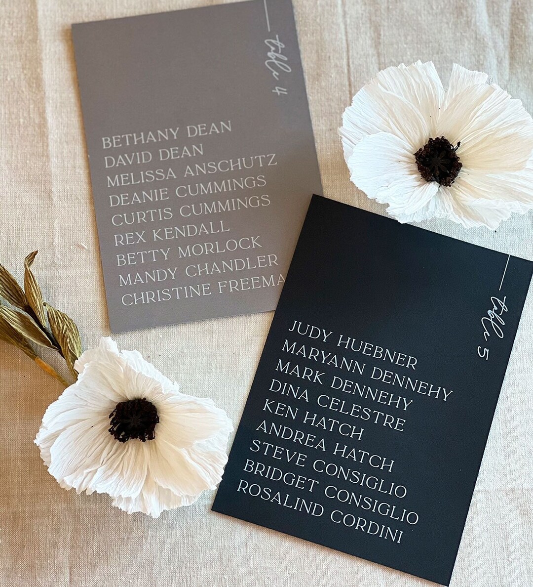 Modern Printed Seating Chart Cards, Serif Font, Classic, Black and ...
