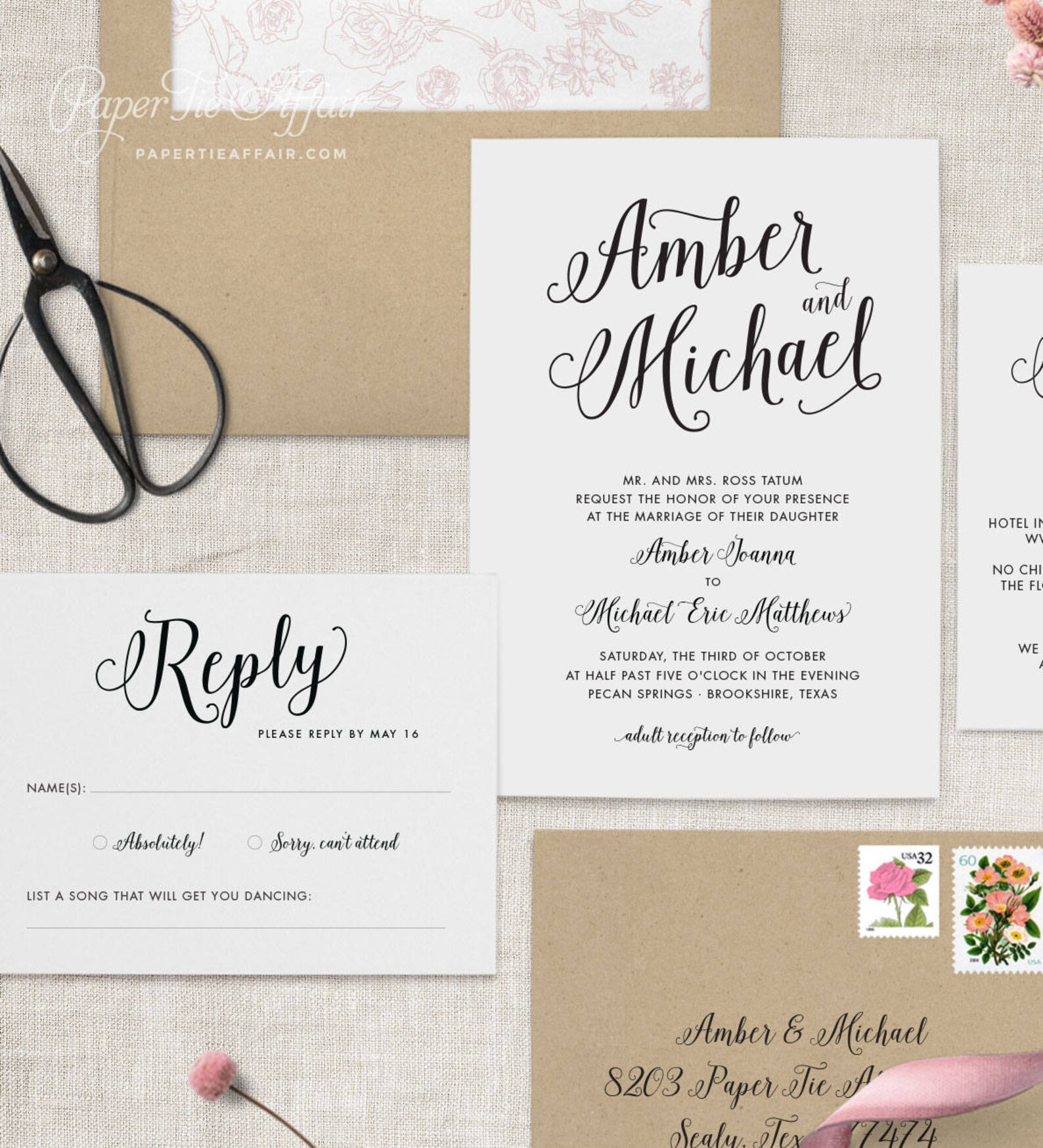 Rustic Wedding Invitation Invitation Set to Match Day of | Etsy