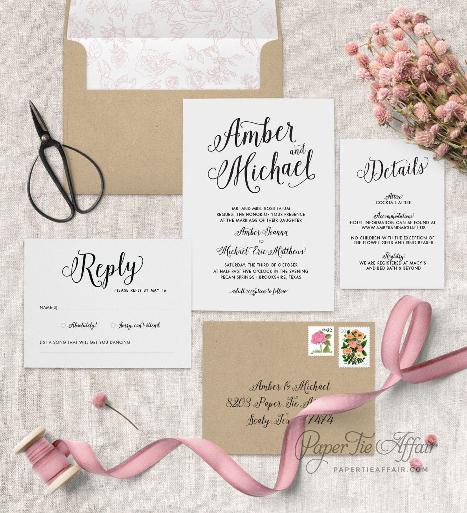 Rustic Wedding Invitation Invitation Set to Match Day of | Etsy