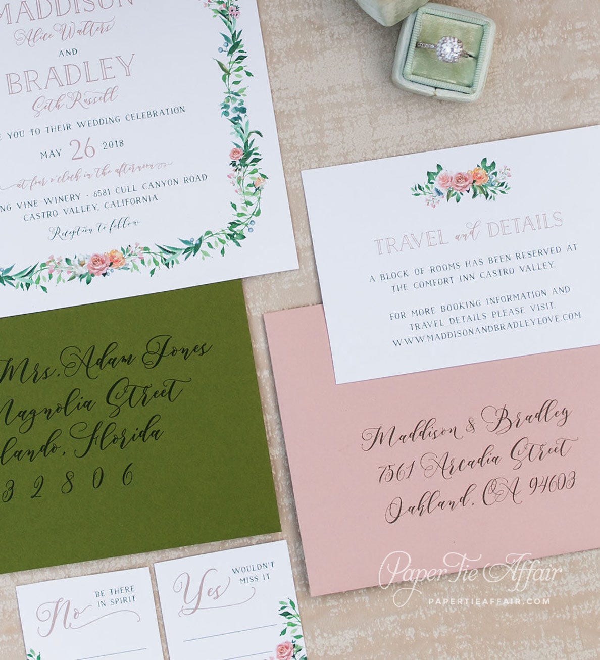 Floral Wedding Invitations Garden Wedding Invitation Suite | Etsy