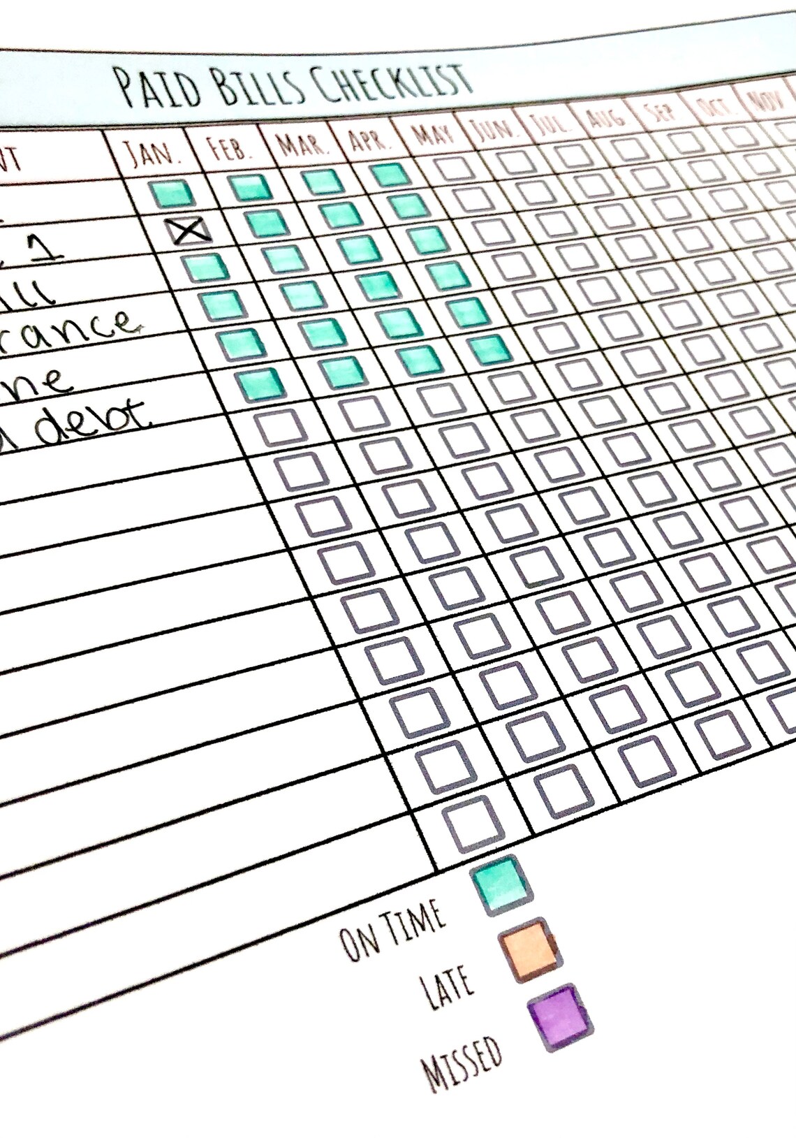 Budget Planner Sheet A6 Planner Bills Paid Checklist | Etsy