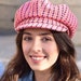 Pink Newsboy Hat for Women Girls in Bright Houndstooth Cotton Fabric ...