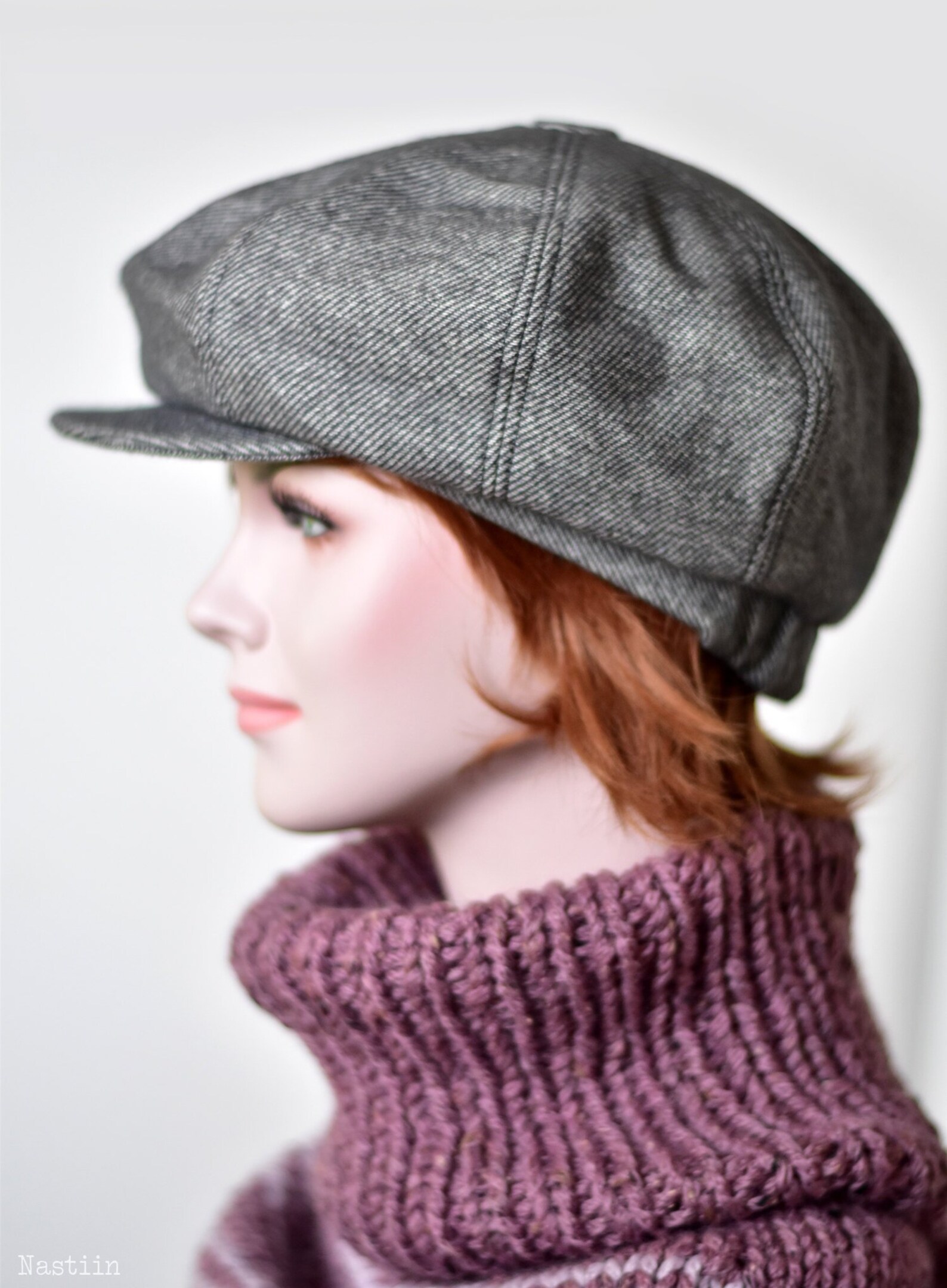 Womens Newsboy Hat Blueish Gray Newspaper Boy Cap Mens Newsboy - Etsy
