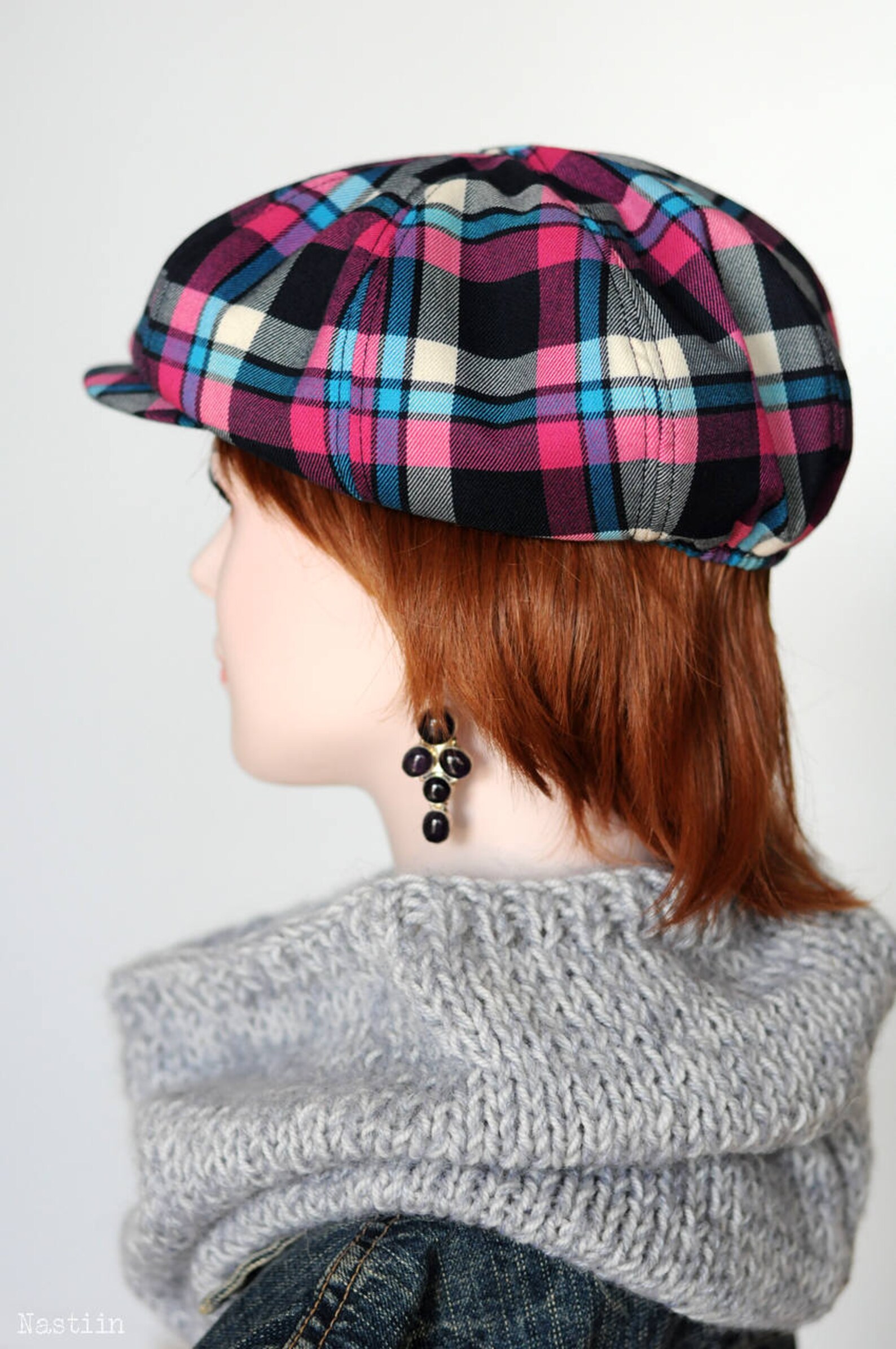 Blue Pink Newsboy Hat Tartan Newsboy Cap Plaid Newsboy Cap - Etsy Israel