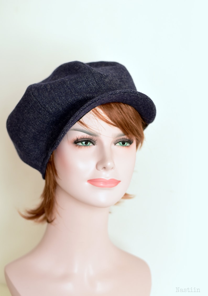 Blue Wool Newsboy Hat Oversized Cap Poor Boy Cap for Men and | Etsy UK
