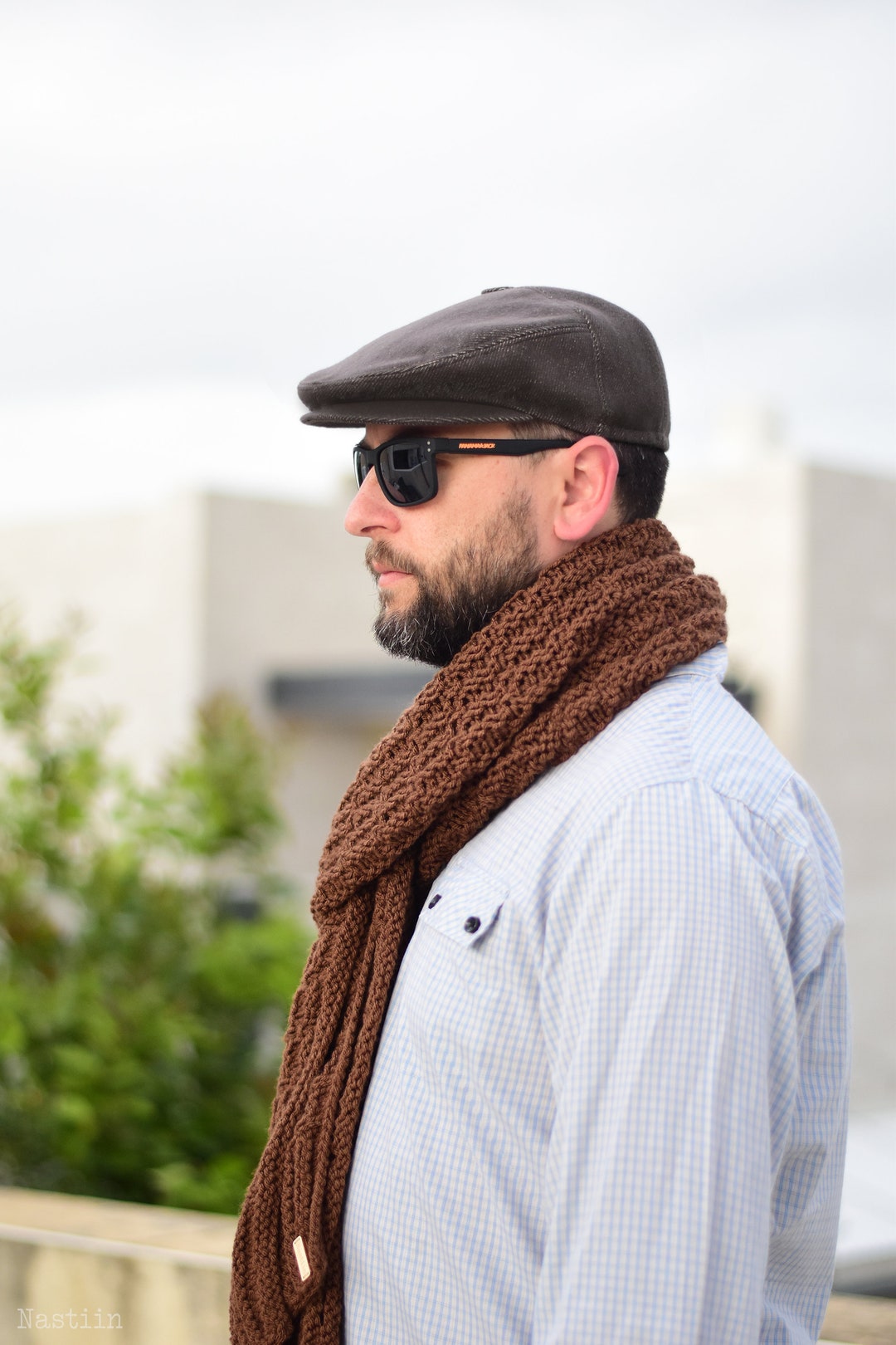 Mens Newsboy Cap in Brown Wool, Autumn Flat Hat for Men, Unisex Newsboy ...