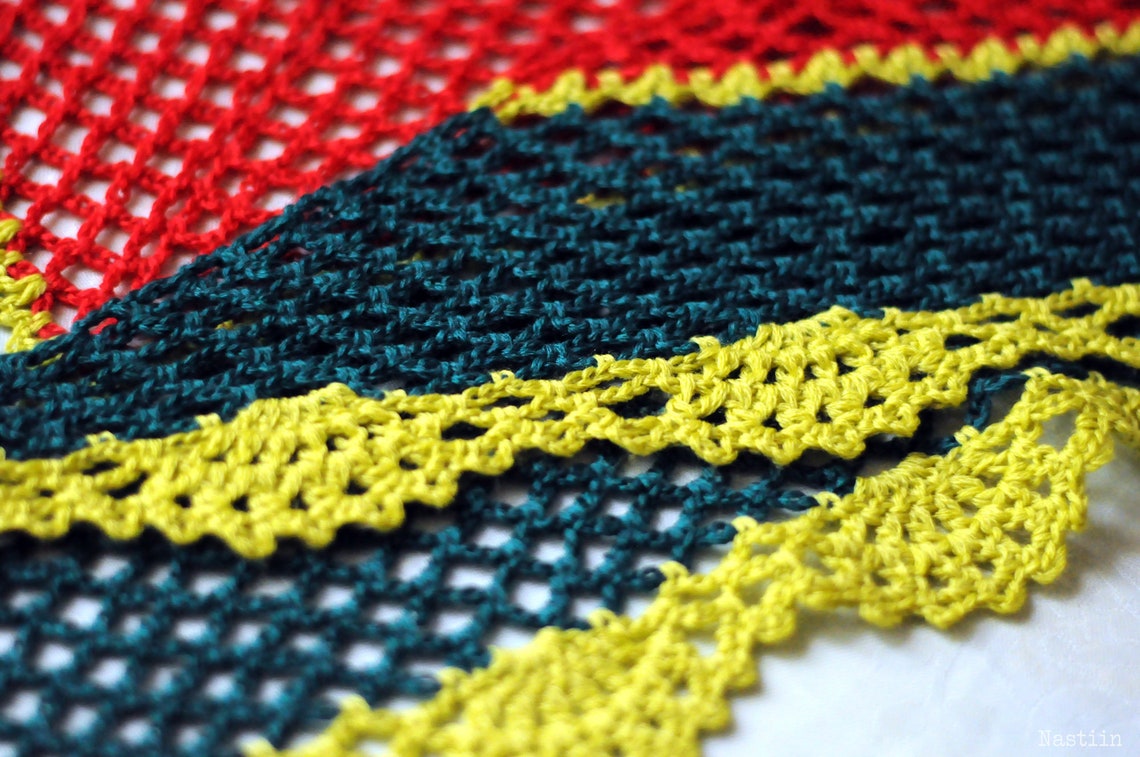 Buy Crochet Neck Scarf in Red and Green Handmade Triangular Online in ...