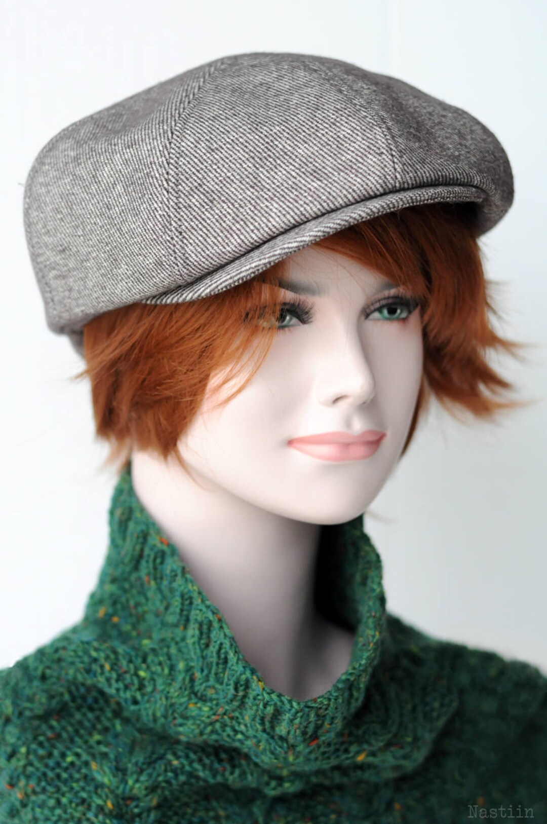 Oversize Newsboy Cap in Beige Wool, Womens Newsboy Hat Peaky Blinders ...