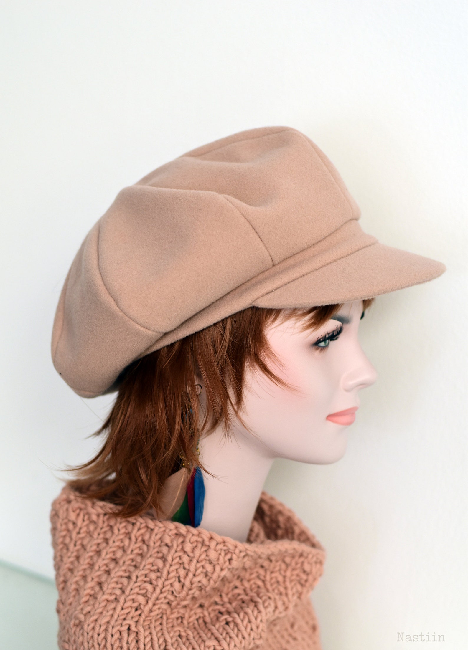 Russet Wool Newsboy Cap, Visor Beret, Handmade Slouch Hat - Etsy
