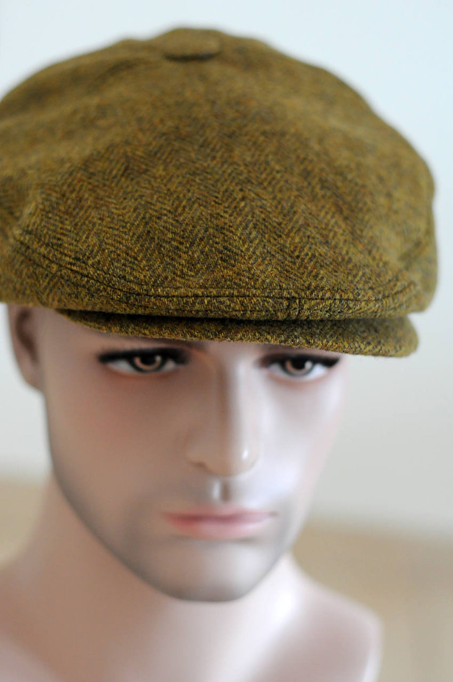 Mens Wool Newsboy Hat Mustard Wool Cap Herringbone Hat Olive - Etsy