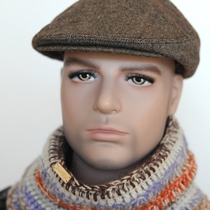 Unisex Newsboy Hat in Brown Tweed, Tan Flat Cap for Women and Men ...