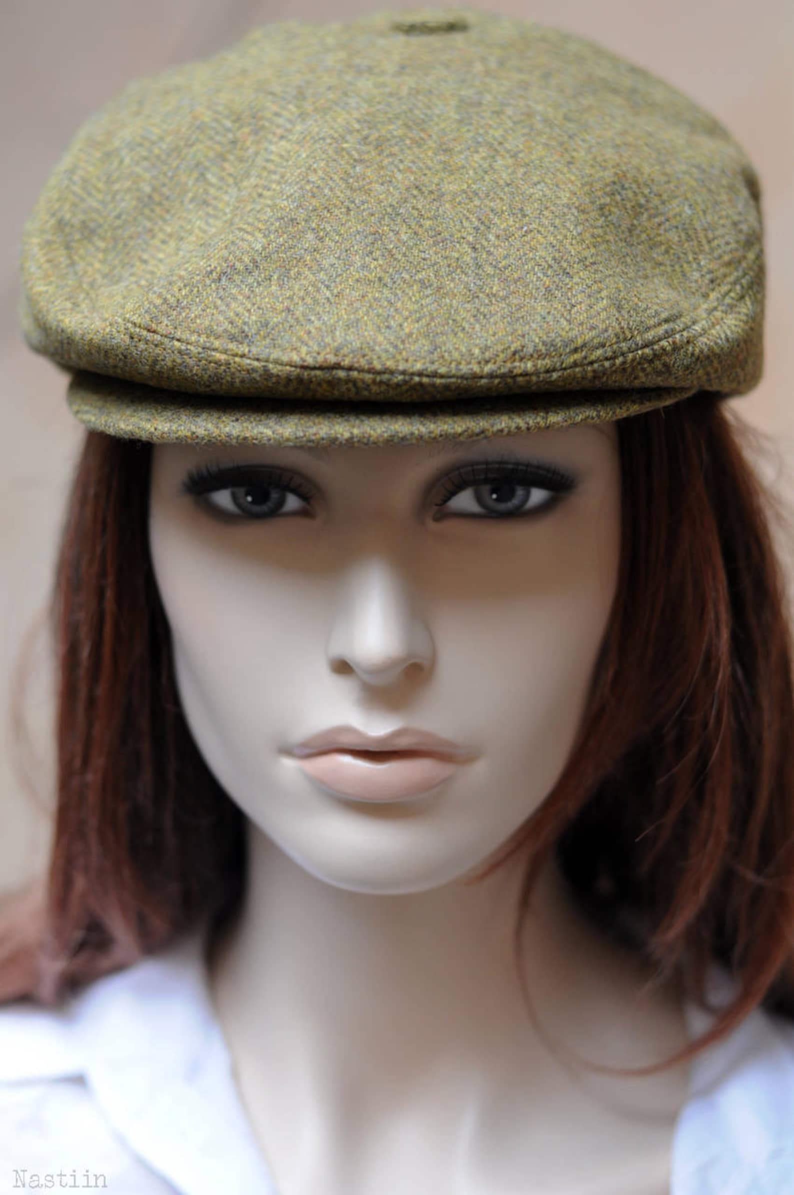 Mens Wool Newsboy Hat Mustard Wool Cap Herringbone Hat Olive - Etsy