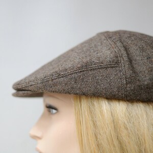 Unisex Newsboy Hat in Brown Tweed, Tan Flat Cap for Women and Men ...