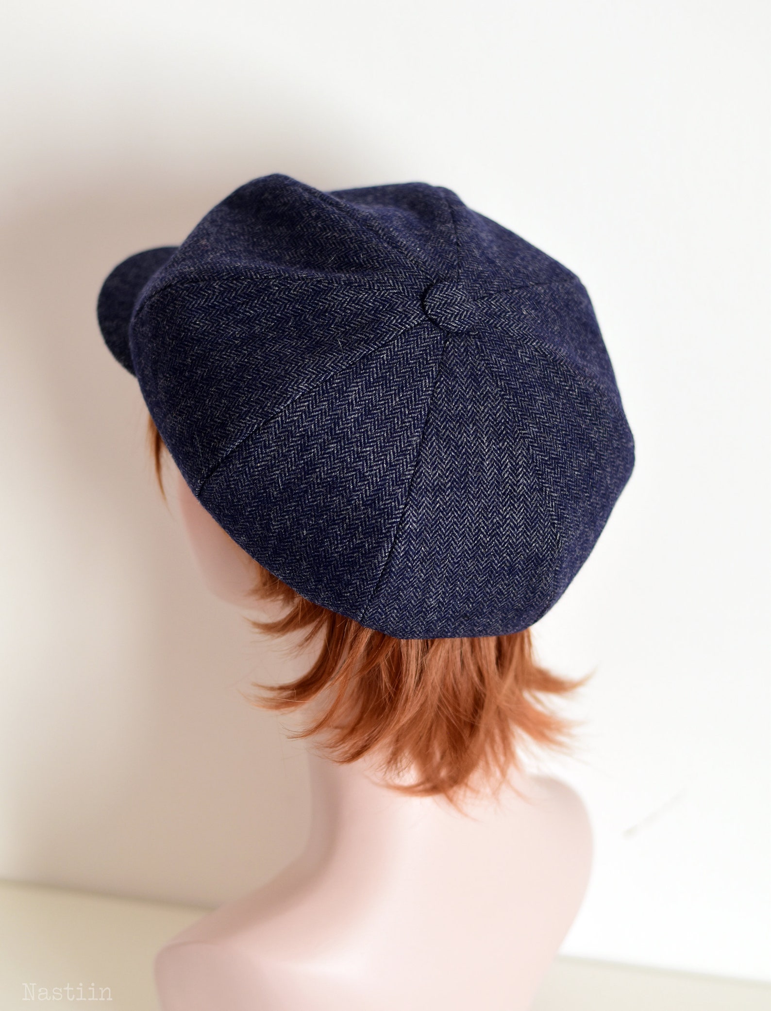 Blue wool newsboy hat oversized cap poor boy cap for men and | Etsy