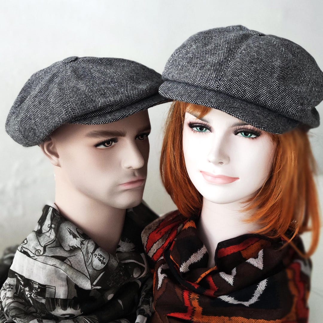 Gray Tweed Newsboy Hat, Unisex Paper Boy Cap for Women and Men Baker ...