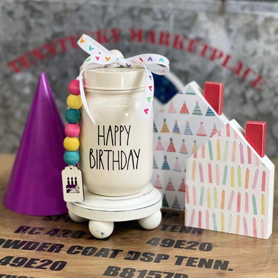 Happy Birthday MINI CANISTERS Tiered Tray Decor Birthday | Etsy