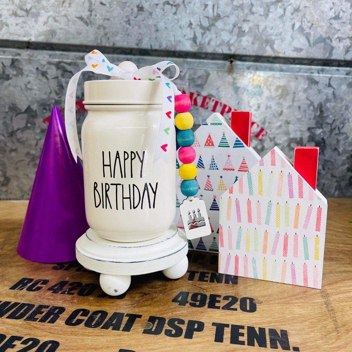 Happy Birthday MINI CANISTERS Tiered Tray Decor Birthday - Etsy