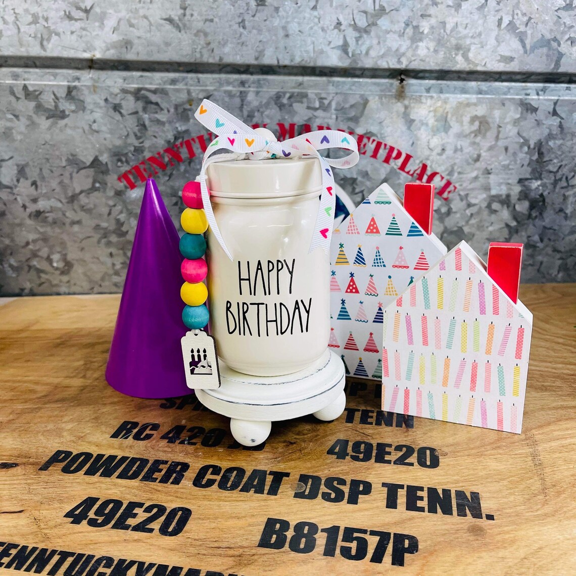 Happy Birthday MINI CANISTERS Tiered Tray Decor Birthday | Etsy