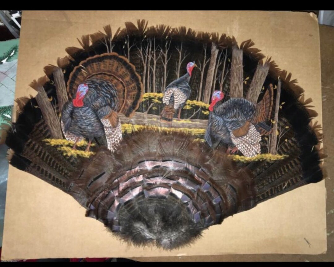 CUSTOM Hand Painted Turkey Tail Fans - Etsy