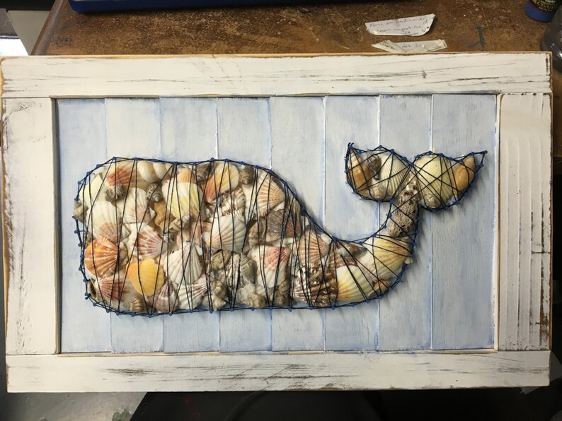 Beautiful Whale Sea Shellstring Art Etsy