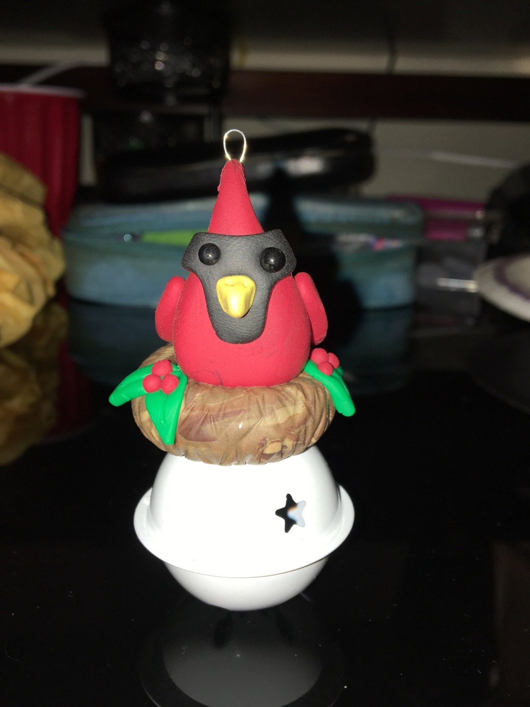 Polymer Clay Cardinal Bell Ornaments - Etsy