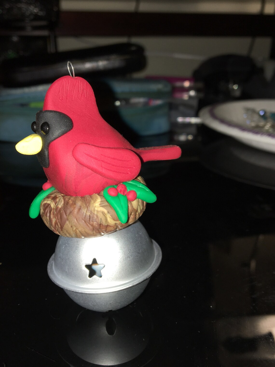 Polymer Clay Cardinal Bell Ornaments - Etsy