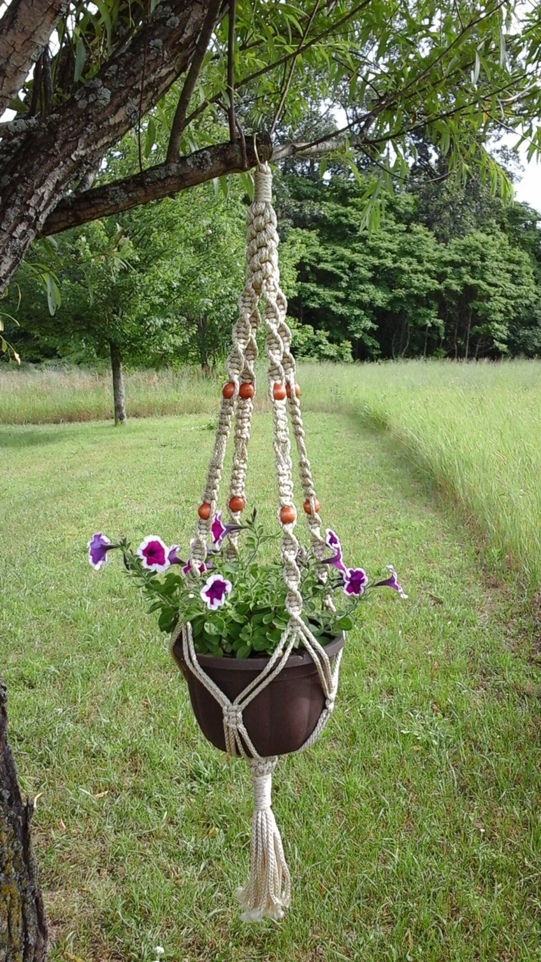 Large "twisted-n-knots" Macrame' Plant Hanger, Large Macrame' Cord ...
