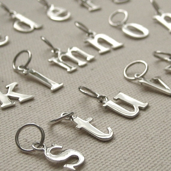 Alphabet Initial Charm Sterling Silver Your Choice of Letter | Etsy