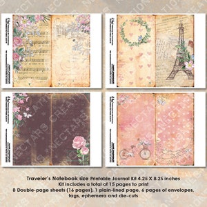 À Paris_travelers Notebook Size VINTAGE PRINTABLE Journal Kit, Floral ...