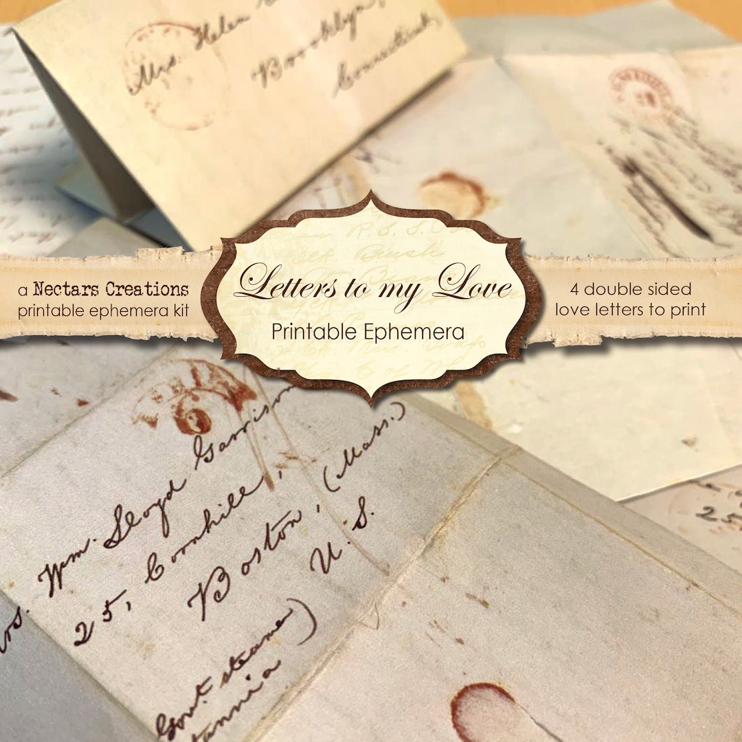Printable Ephemera Kit Letters to My Love. 4 Vintage Letters to Print ...