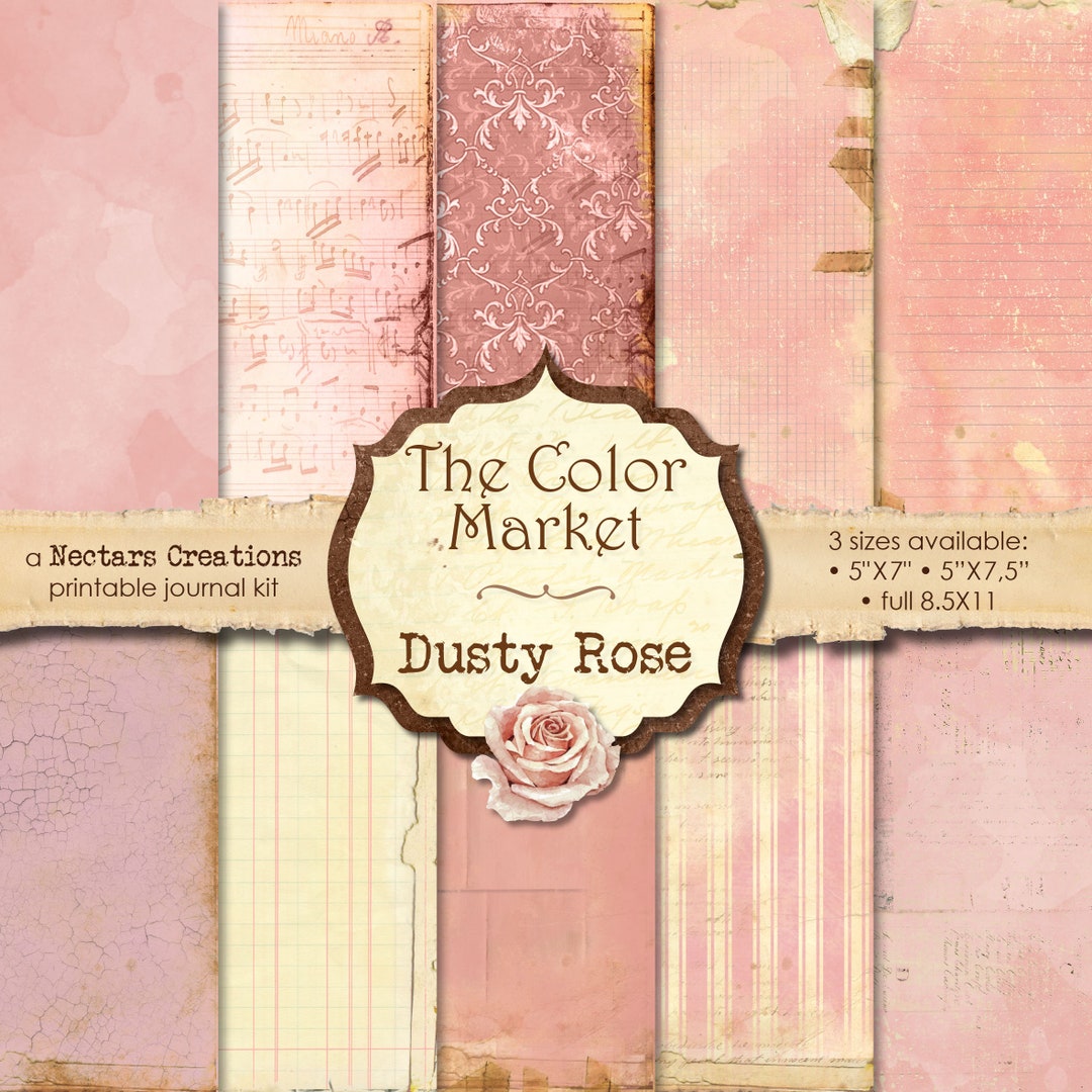 Junk Journal Kit THE COLOR Market-dusty Rose. Vintage Paper in Shades ...