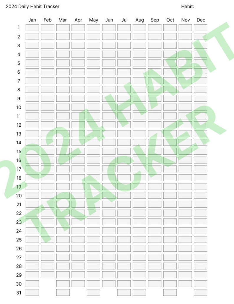 Daily Habit Tracker Printable 2024 Chart for Tracking Your Daily Habits ...