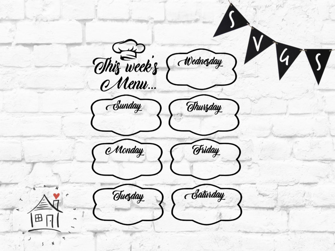 This Week's Menu SVG / Chalkboard Weekly Menu / Family | Etsy