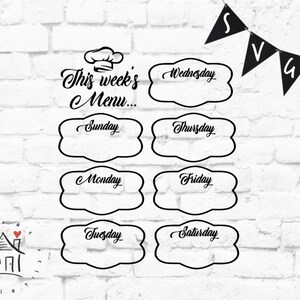 This Week's Menu SVG / Chalkboard Weekly Menu / Family - Etsy
