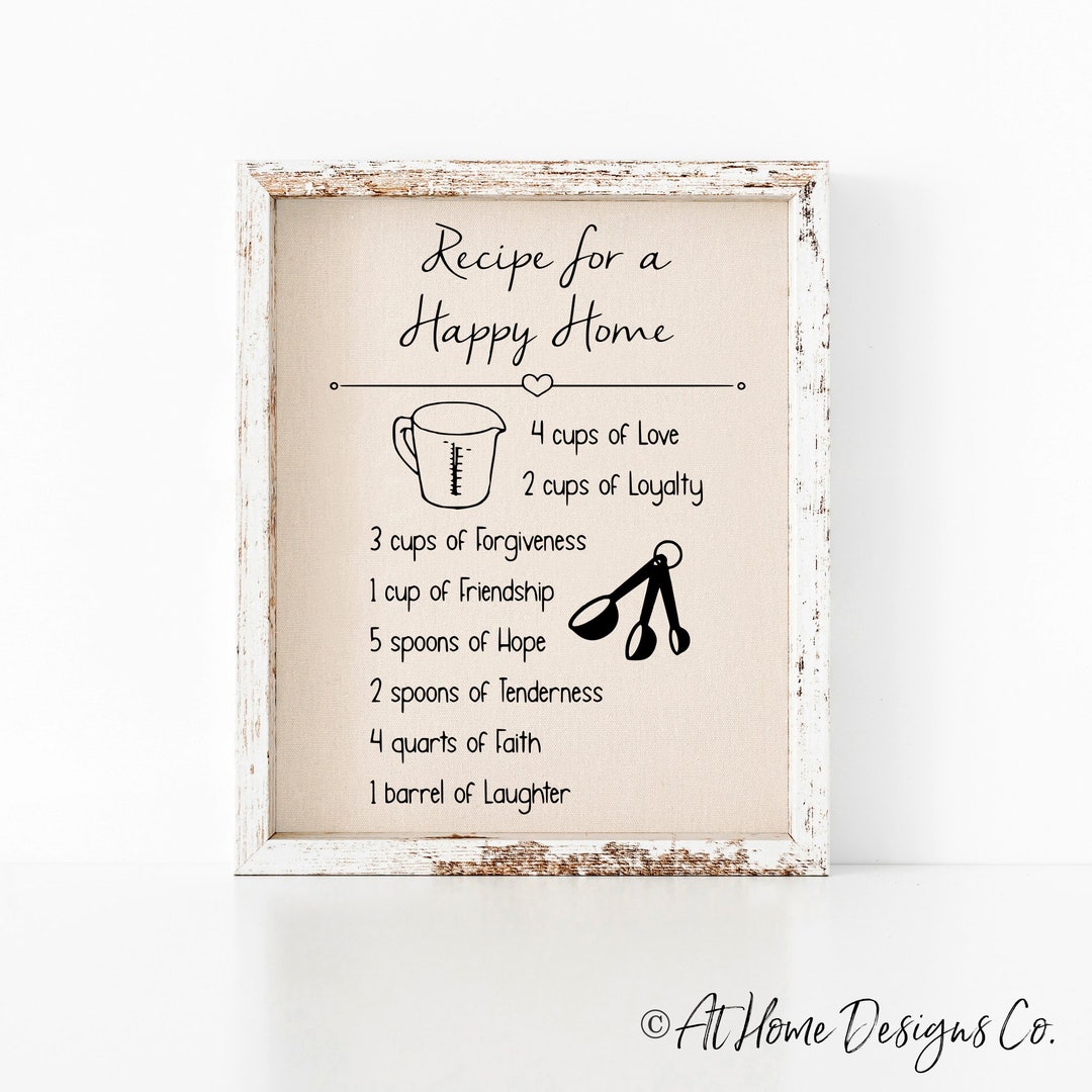 Recipe for a Happy Home SVG / Kitchen SVG / Kitchen Sign / Happy Home ...