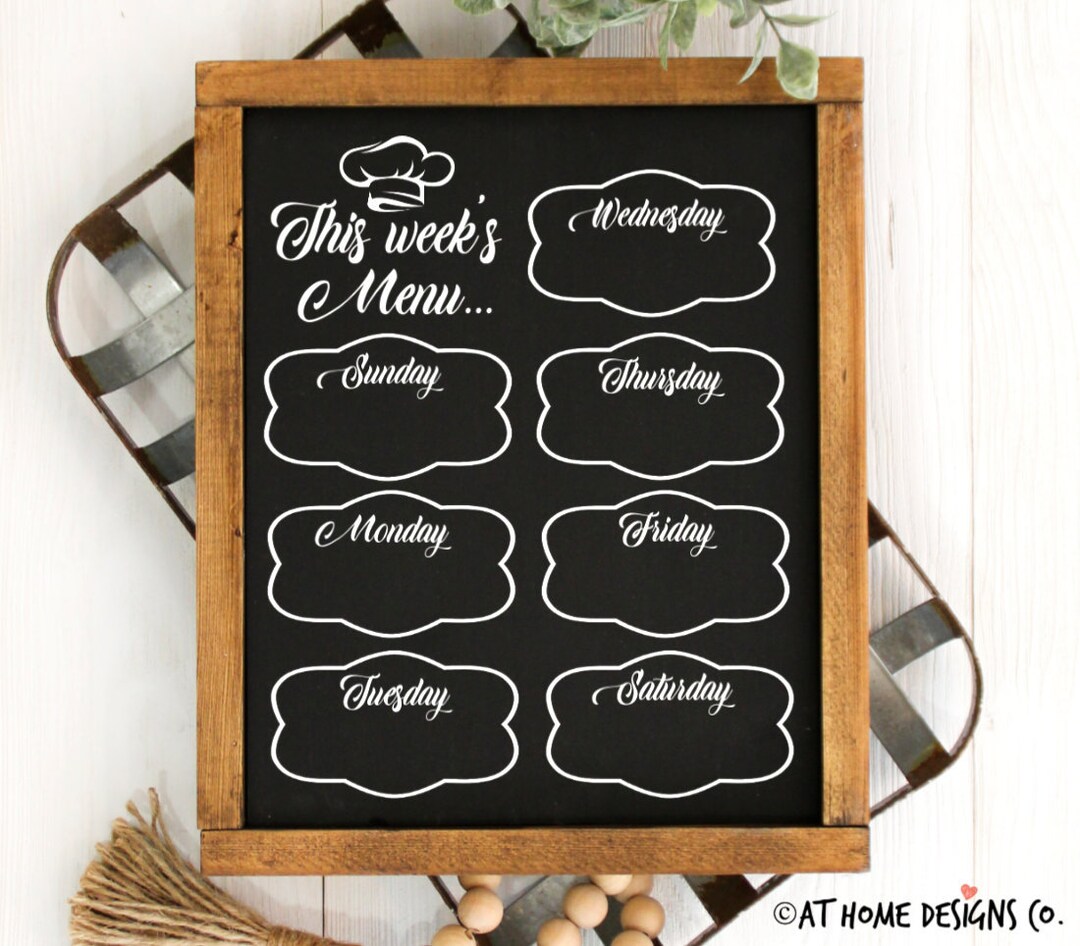 This Week's Menu SVG / Chalkboard Weekly Menu / Family - Etsy