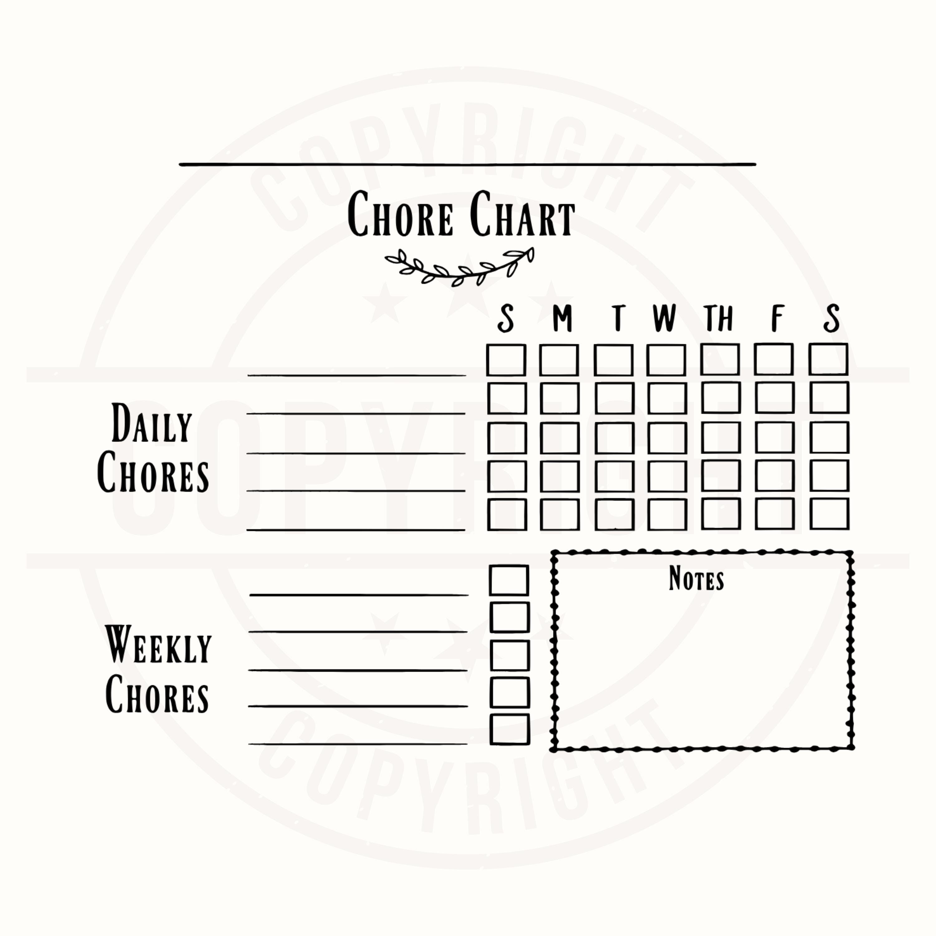 Daily and Weekly Chore Chart SVG PNG - Chalkboard Chore Chart Svg ...