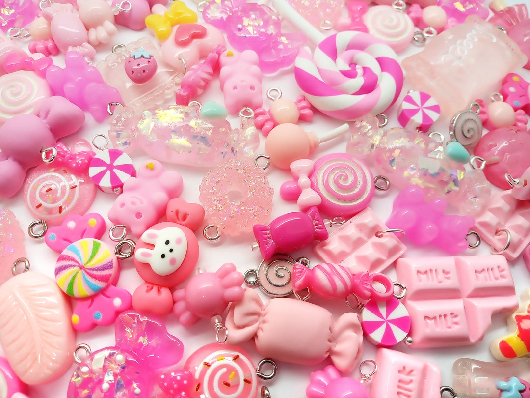 Pink Candy Charms - 25 or 50 Pc Candy Chocolate Mint Lollipop Bead ...