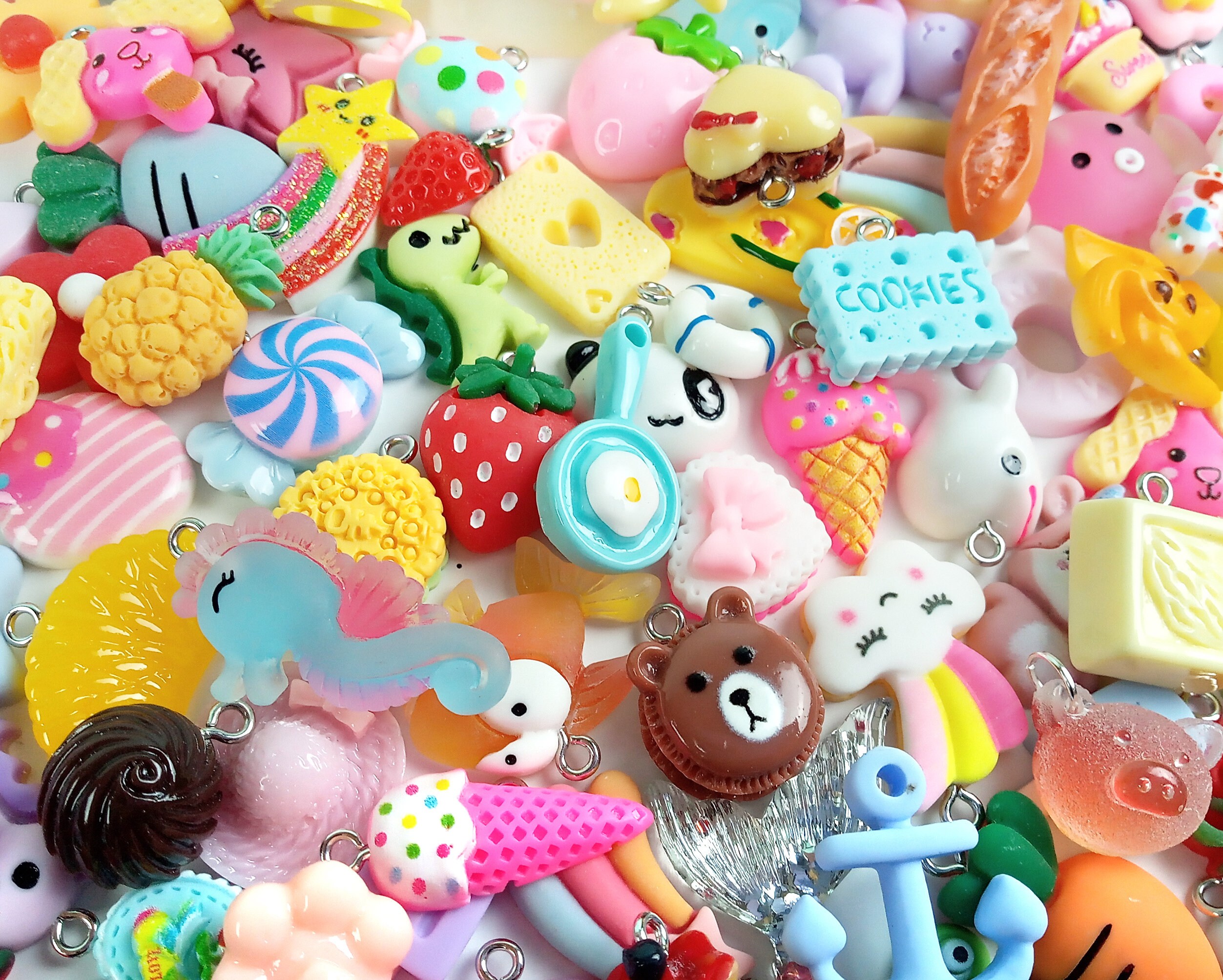 Cute Charms, 10 or 20 Piece Mix, Choose Animals Food Kawaii Designs ...
