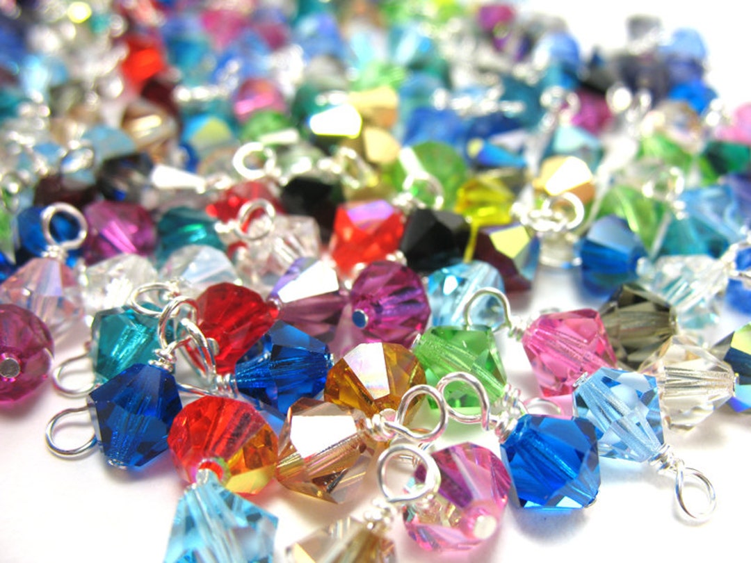 Crystal Bead Charms Grab Bag - 6mm Bicone Bead Dangles - Rainbow of ...