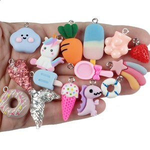 50 Cute Charms, Huge Assortment of Kawaii Resin Cabochon Pendants, Grab ...