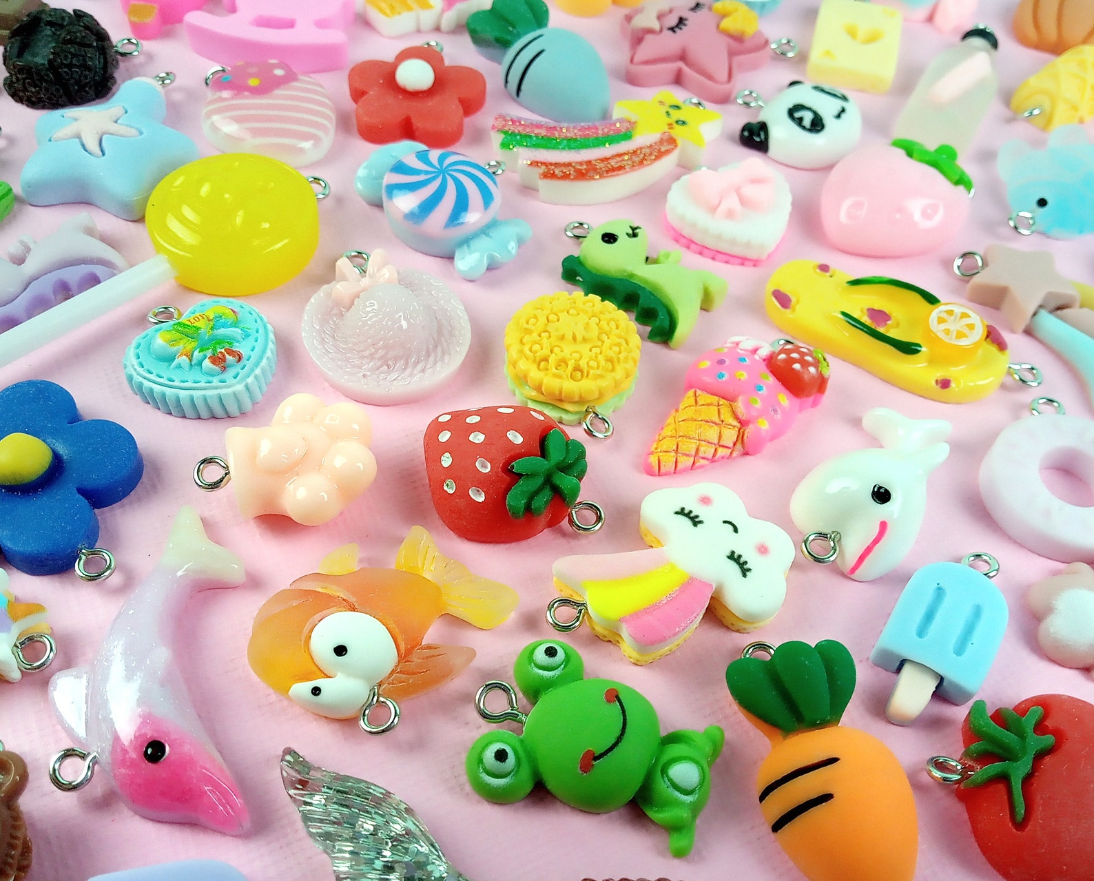 Cute Charm Mix 25 or 50 Pc Variety of Animal Food Kawaii - Etsy