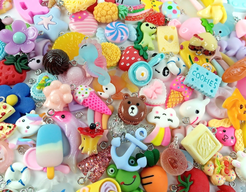 Cute Charm Mix 25 or 50 Pc Variety of Animal Food Kawaii - Etsy