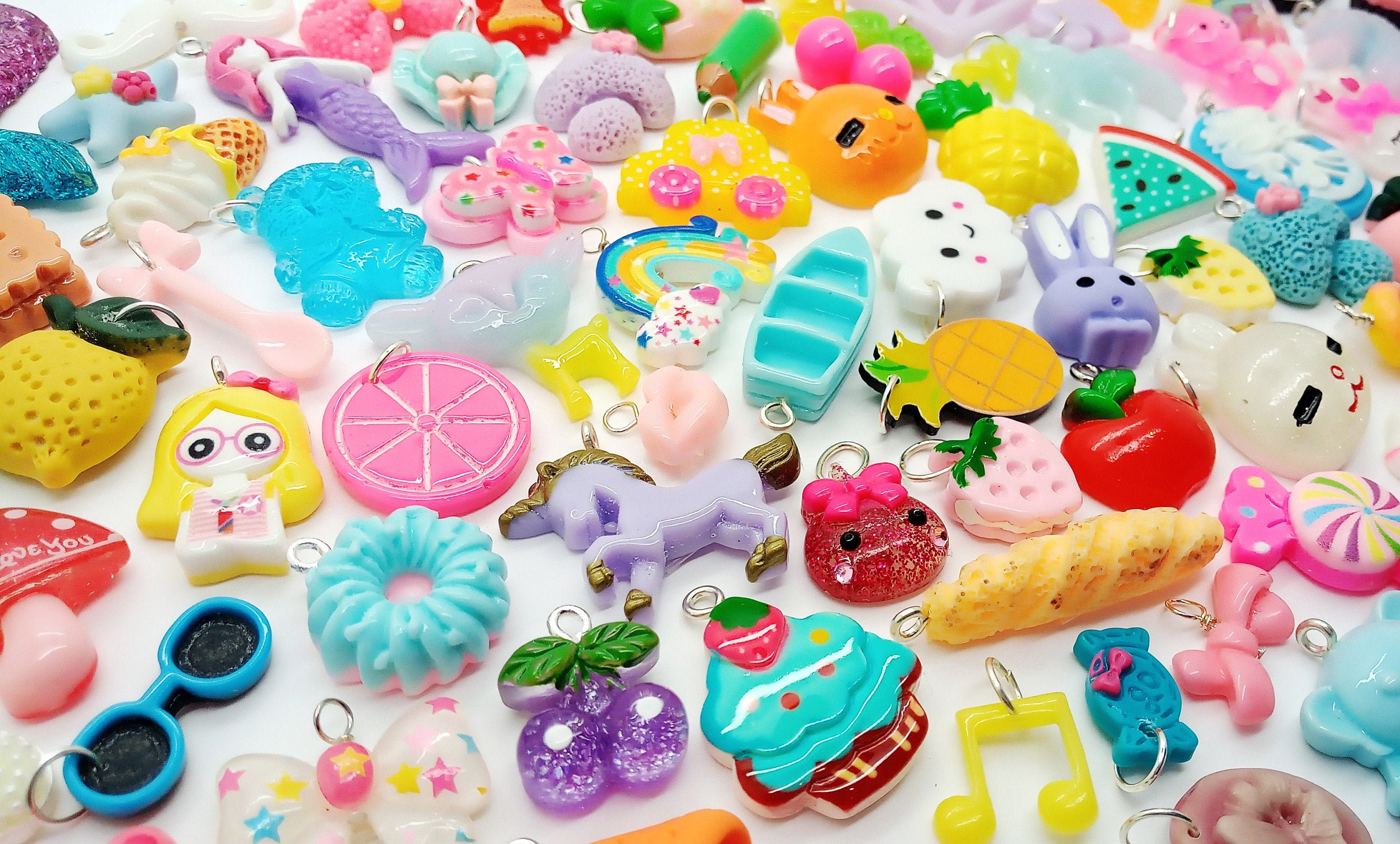 Cute Charm Mix 25 or 50 pc Variety of Animal Food Kawaii | Etsy