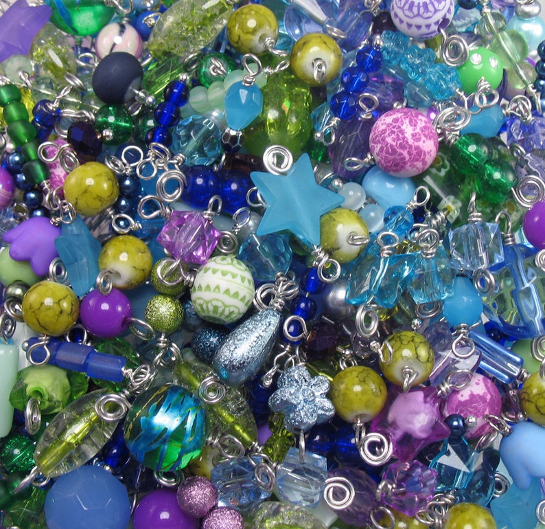 100 Bulk Charms Grab Bag in Cool Colors, Blue Green Purple Wholesale ...