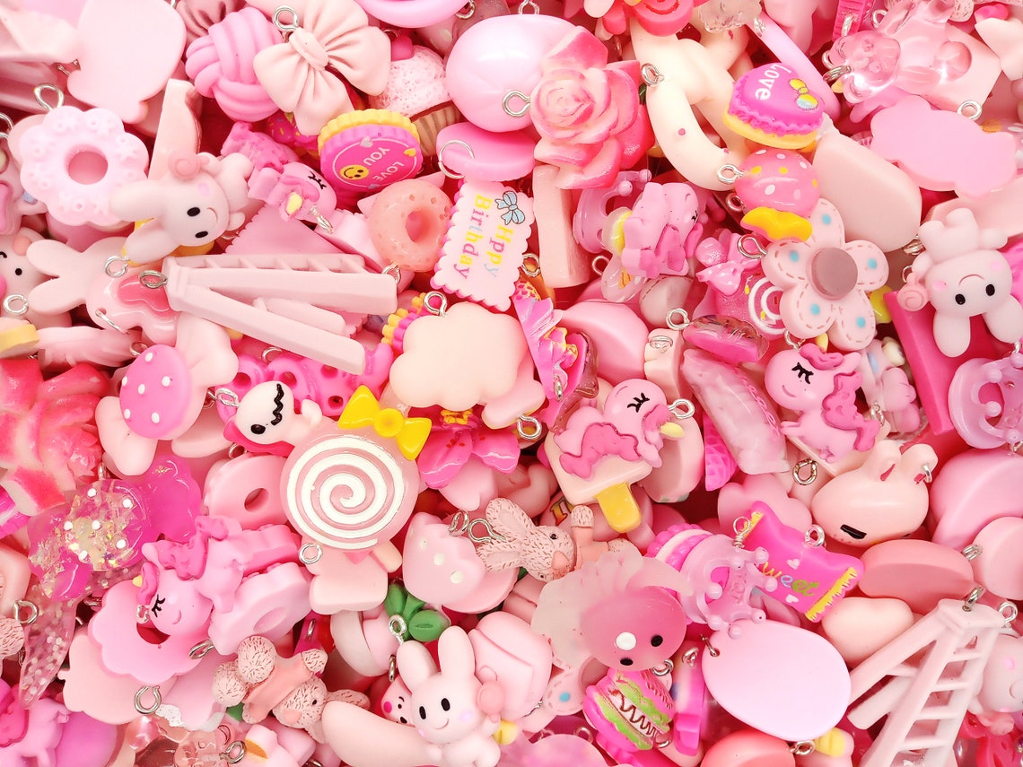 Pink Charms Mix Kawaii Resin Cabochon Charm Grab Bag 25 Pc - Etsy