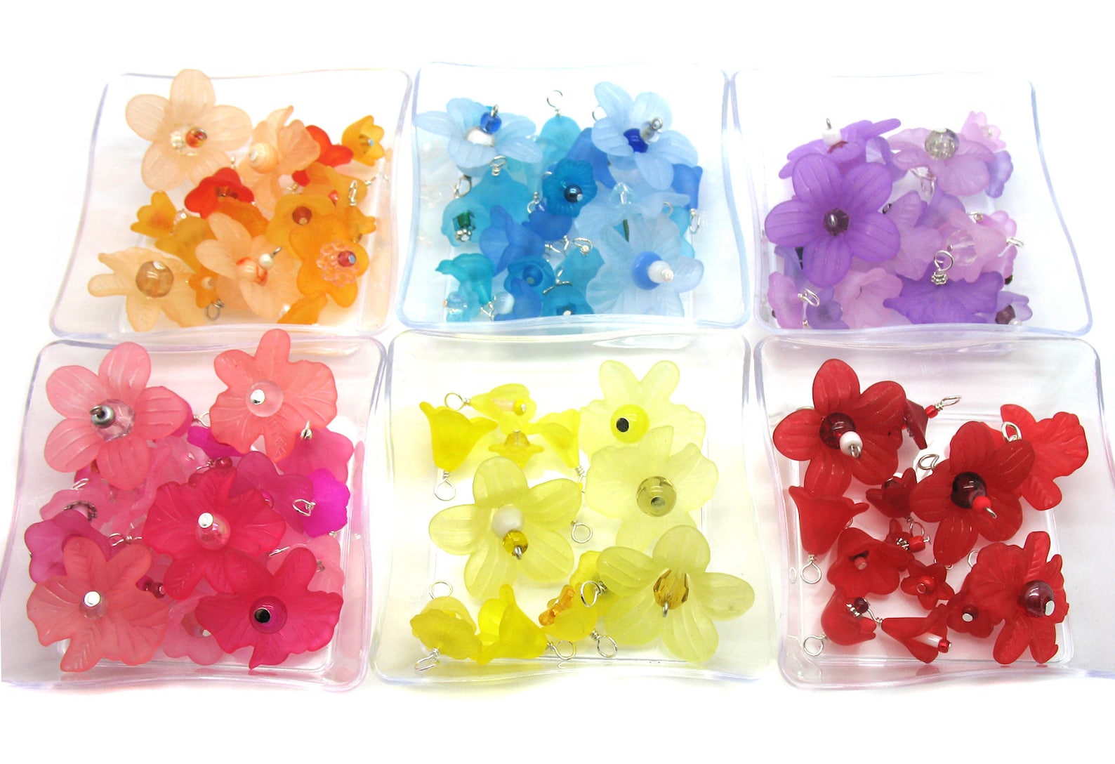 25 Flower Charms Acrylic Translucent Lucite Colorful Pretty - Etsy